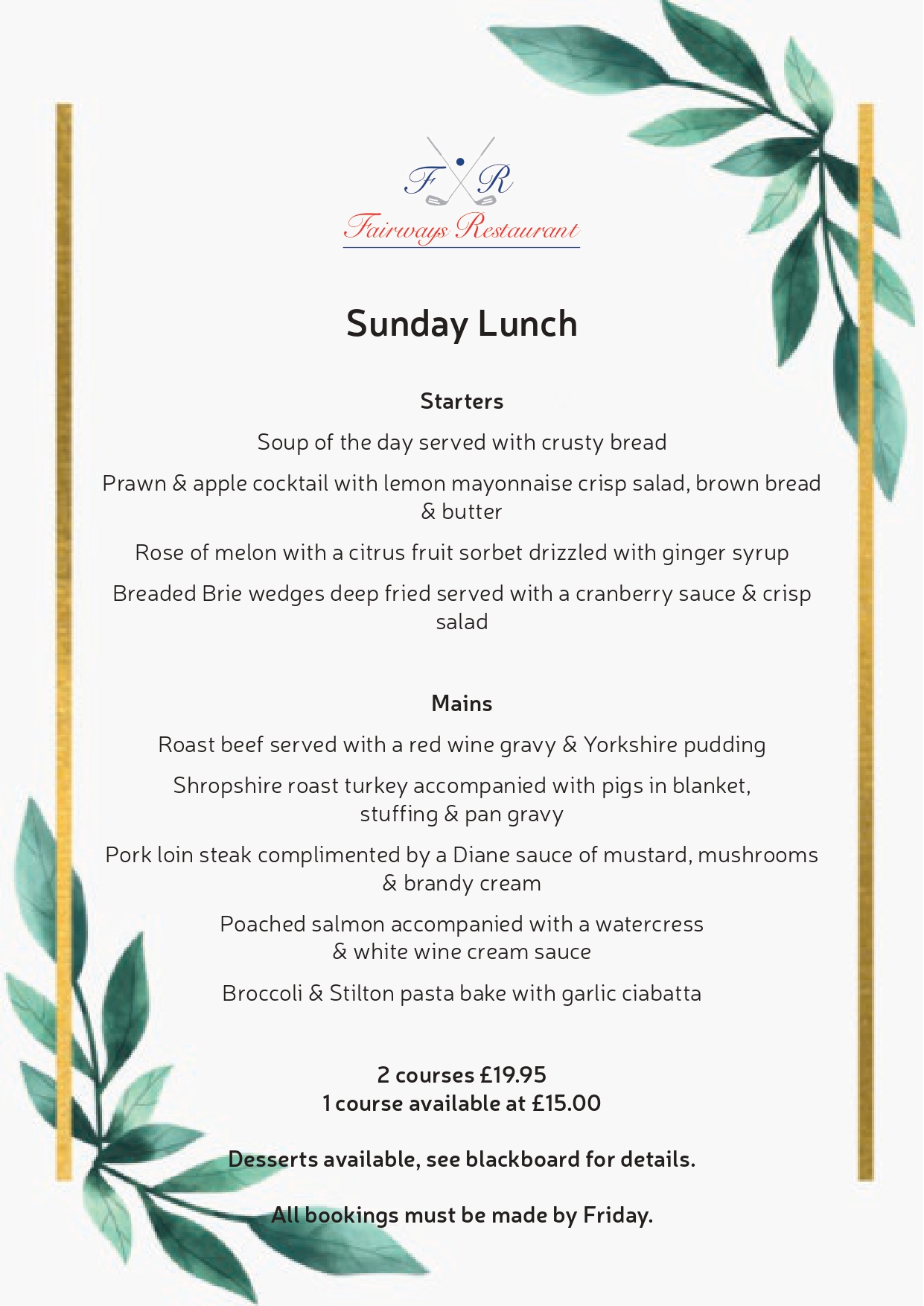 Fairways Restaurant - Lilleshall Hall Golf Club